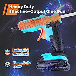 20V Cordless Hot Glue Gun, GoGonova Drip-Free Fast Heating Full Size Glue Gun with Insulated Copper Nozzle, Melting Glue Gun Kit with LED Light and 12 Pcs Premium Glue Sticks (Battery Included)