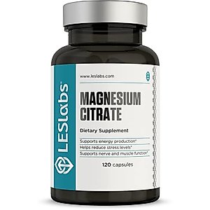 LES Labs Magnesium Citrate – Stress Relief, Restful Sleep, Heart Health, Metabolism, Nerve & Muscle Function – 750mg – Non-GMO Supplement – 120 Capsules