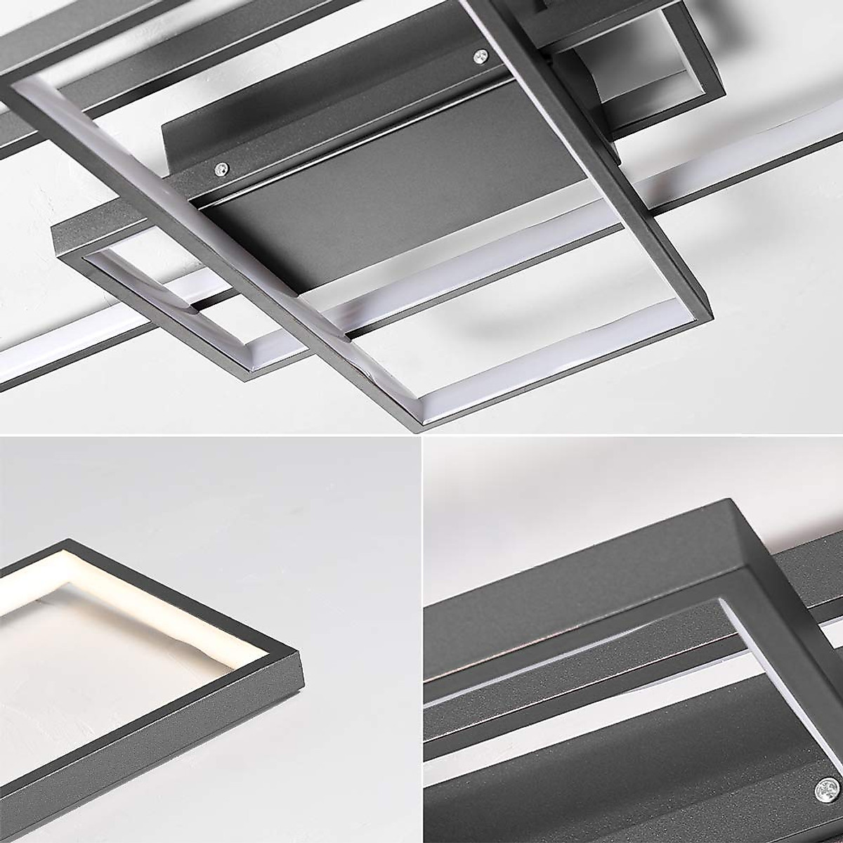 OKES Modern Ceiling Light, 78W LED Ceiling Lamp Black Square Acrylic Flush Mount Ceiling Lights Fixture for Bedroom Living Room Kitchen Office netural light/4000K 35.4inch