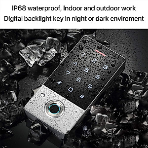 AMOCAM Fingerprint Password Access Control System with 5PCS ID Key Fobs, Fingerprint Door Lock Keypad Controller Support 10000 Users, Weatherproof, Backlight, Zinc Alloy Metal, Touch Panel