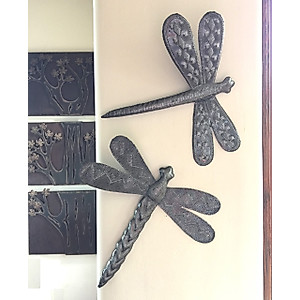 Garden Dragonflies, Set of 2, Fall Decorative Plaques for Indoor Outdoor, Small Ornamental Wall Plaques, Home Decor, Handmade in Haiti 9 x 11 Inches