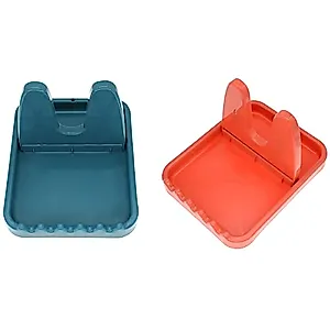 GWYAN 2 Pcs Foldable Lid Racks Multifunctional Kitchen Cutlery Pot Lid Holder Shelf (Blue, Pink)