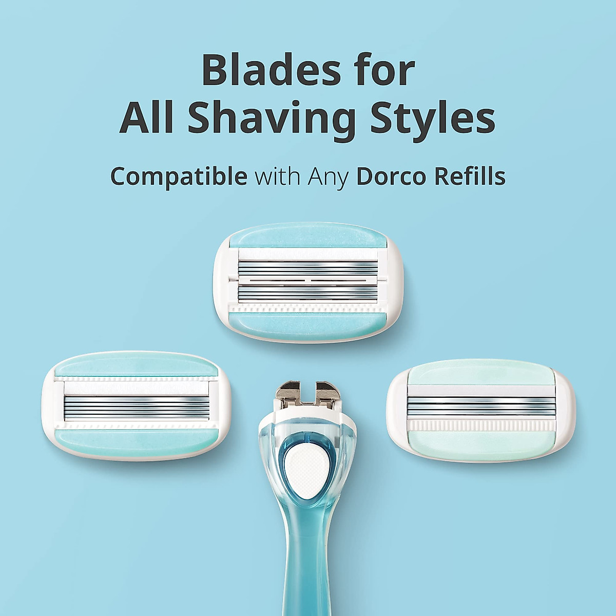 Dorco EVE3 Razor Smooth Touch™ for Women, Includes 1 Razor Handle and 6 Long-Lasting Razor Blade Refills (Handle + 6 Refills)