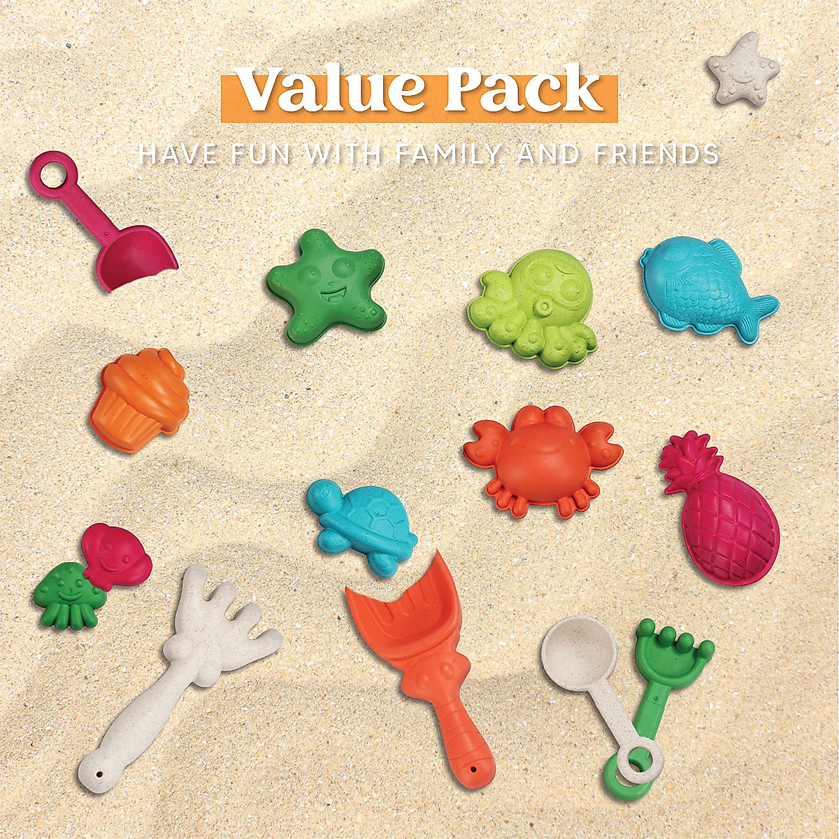 JOYIN 25 Pieces Beach Sand Toys Set with Mesh Bag Including Bucket, Car, Shovels, Rakes, Watering Can, Molds for Kids Summer Outdoor Beach Fun