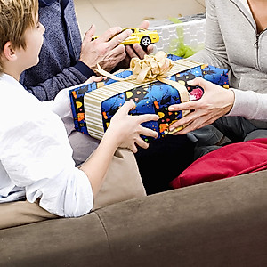 Rancco Halloween Wrapping Paper Set, 6 Sheets Witch Bat Ghost Pumpkin Cat Laser Gift Wrapping Paper w/Stickers and Ribbon for Halloween, Party, Birthday, Holiday,19.6 inch X 27.5 inch Per Sheet