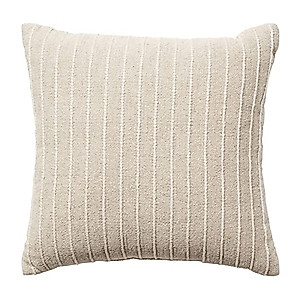 Nate Home by Nate Berkus Textured Cotton Decorative Throw Pillow | Modern Decorative Cushion for Couch, Chairs, or Bedroom from mDesign - Square Size 20" x 20", Natural (Taupe)
