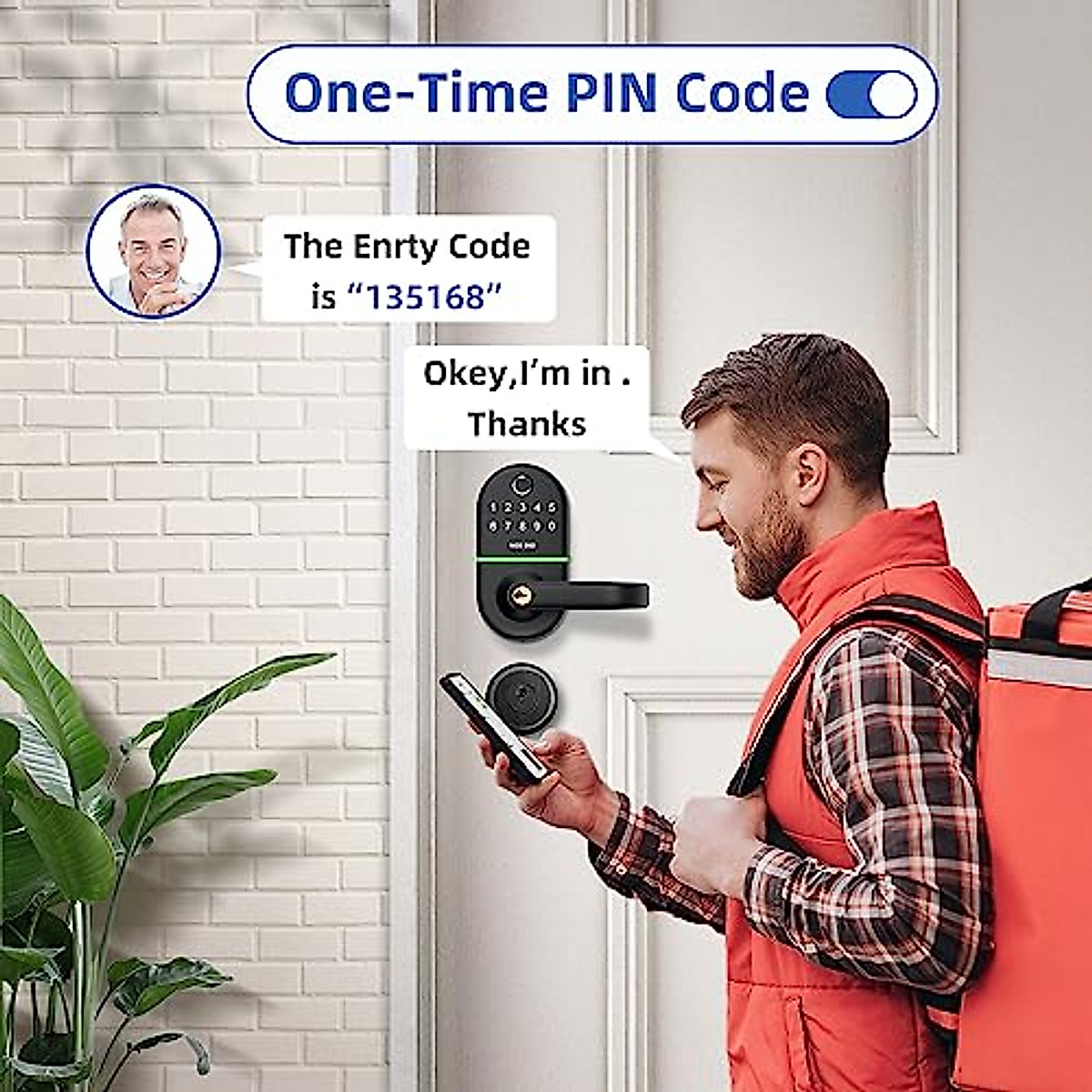 Smart Keypad Door Lock with Handle: Keyless Entry Door Lock for Front Door - Fingerprint Door Lock - Electronic Digital Door Lock - Code Door Lock for Home, Apartment, Office - Easy Installation