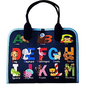 A&K L'YDIA Montessori Busy Board Toys for Toddlers,Educational Preschool Activity Book for 3 4 Year Old Girls and Boys -Activities Board Suit for Fine Basic Dress Motor Skills (Blue)