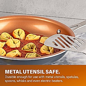 Gotham Steel 14” Nonstick Frying Pan with Ultra Durable Mineral and Diamond Triple Coated Surface, Family Sized XL Skillet with Stainless Steel Stay Cool & Helper Handle, Oven and Dishwasher Safe