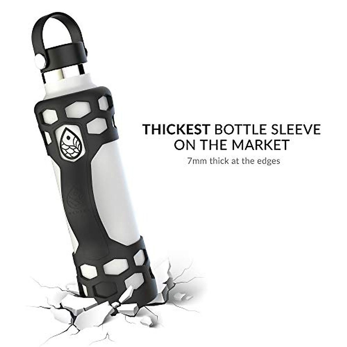 REUZBL Bottle Bumper Silicone Boot Sleeve Protector with Handle Compatible with 40oz Double-Wall Vacuum Insulated Stainless Steel Water Bottles, Black