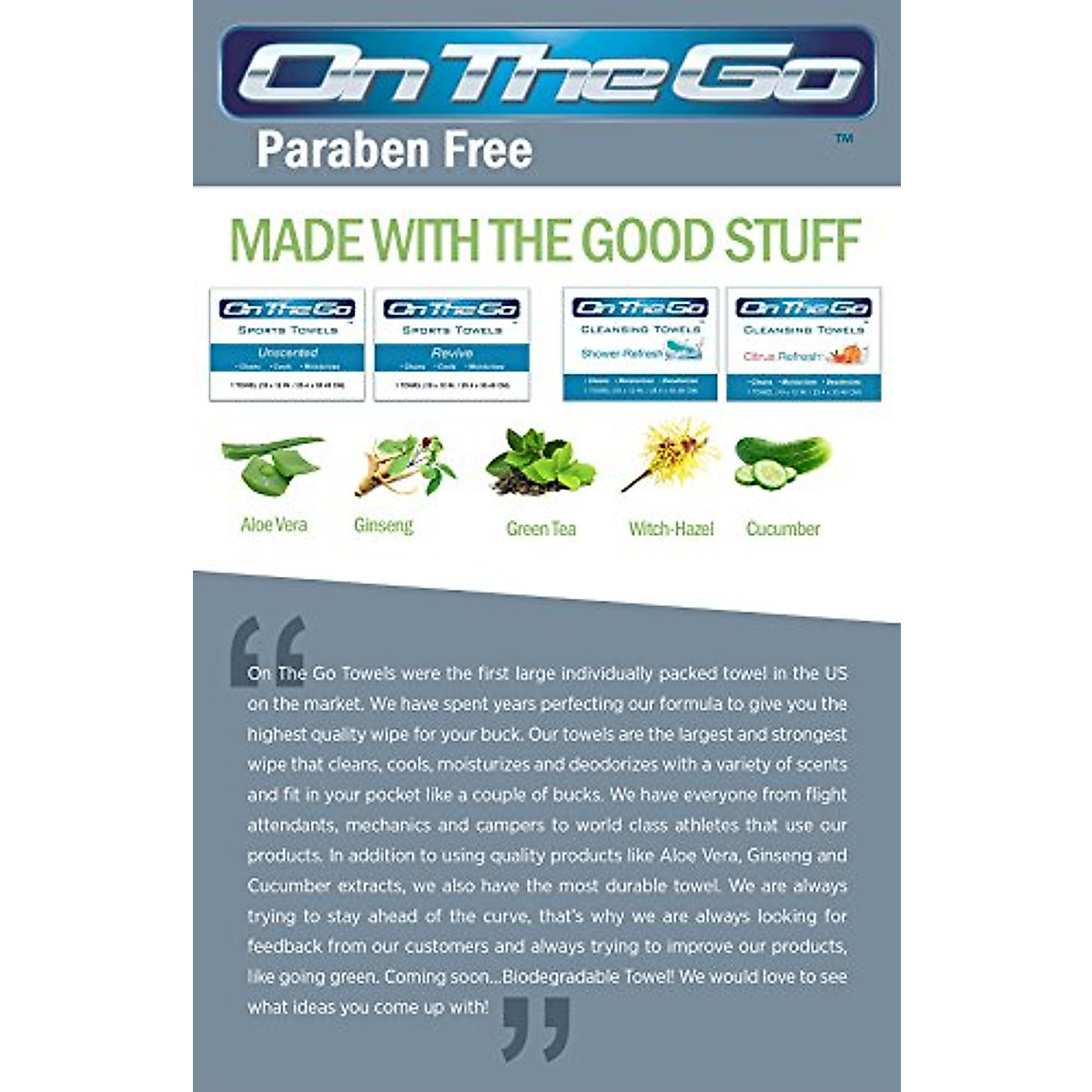 On The Go Towels Shower Refresh Large Body Wipes (40)