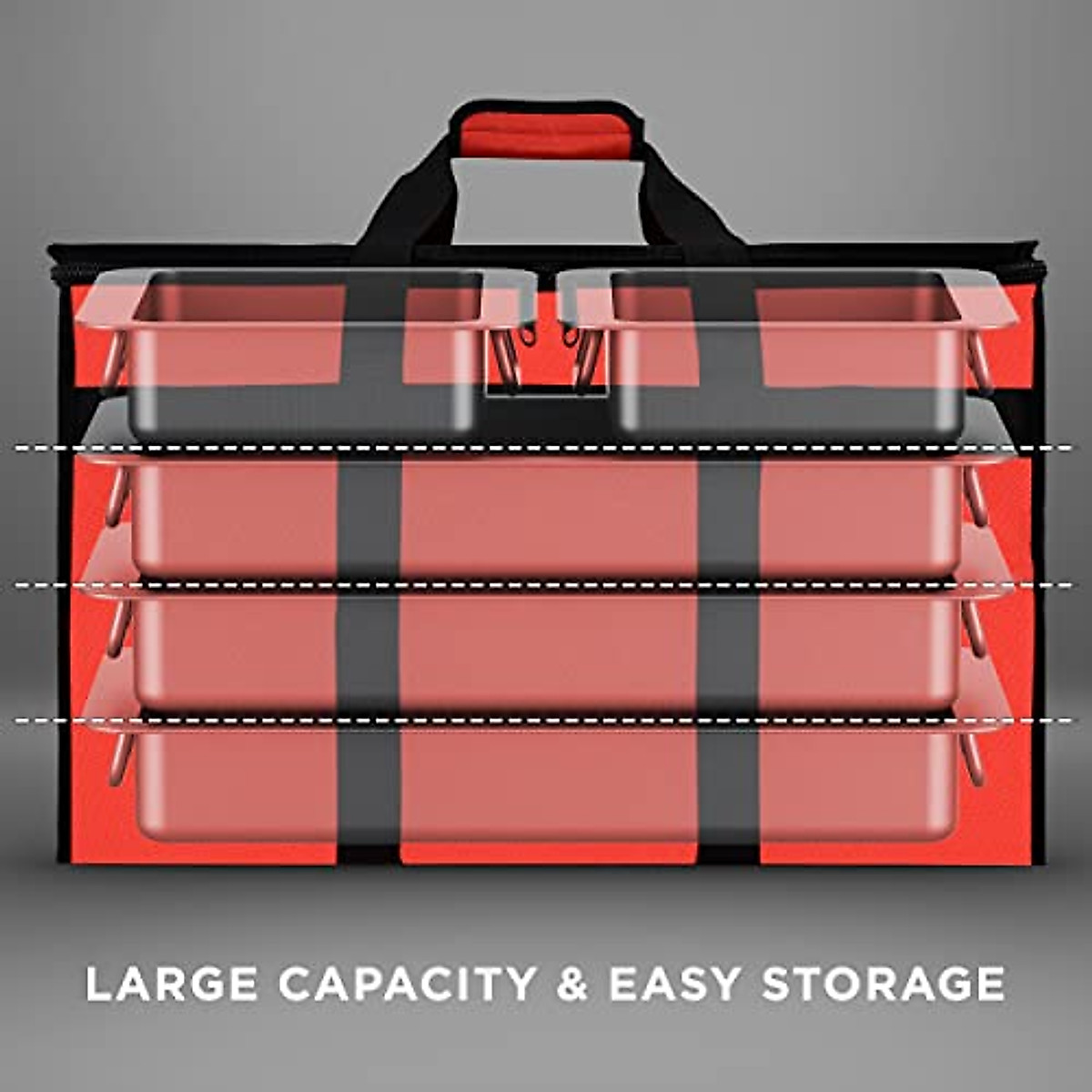 Dodin Delivery Insulated Food Delivery Bag - 23x14x15 inches - Water-Resistant Interior - Ideal for Commercial Catering - Reusable Grocery Bag - Professional and Heavy-Duty - XXL - Red