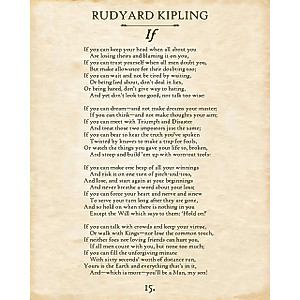 Rudyard Kipling - If - Inspirational Sayings Wall Decor, Motivational Poem Poster, Canvas Wall Art for Home and Office, Inspiring Literature Gift, Choose Unframed Book Poster Poster or Canvas Arts