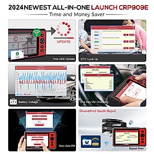 LAUNCH CRP909E Elite Full System OBD2 Scanner,2024 OE-Level Car Diagnostic Scan Tool,28+ Reset Service,TPMS,SAS,DPF,ABS Bleeding,2 Years Free Update