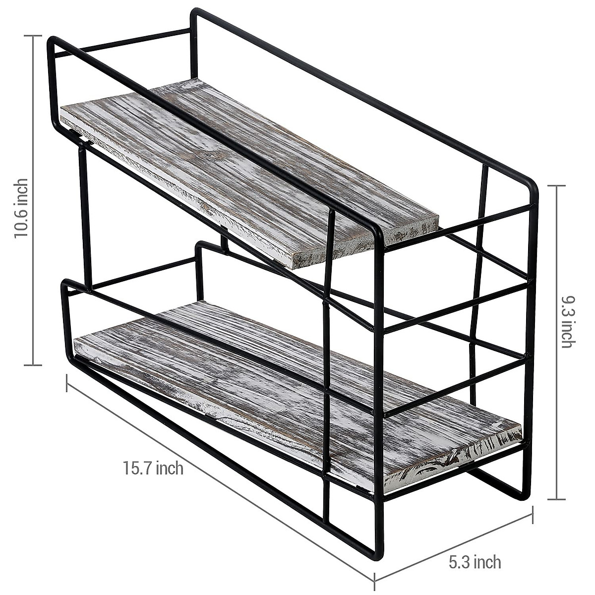 MyGift 2-Tier Rustic Torched Wood and Black Metal Wire Pantry Canned Food Dispenser Storage Organizer Rack