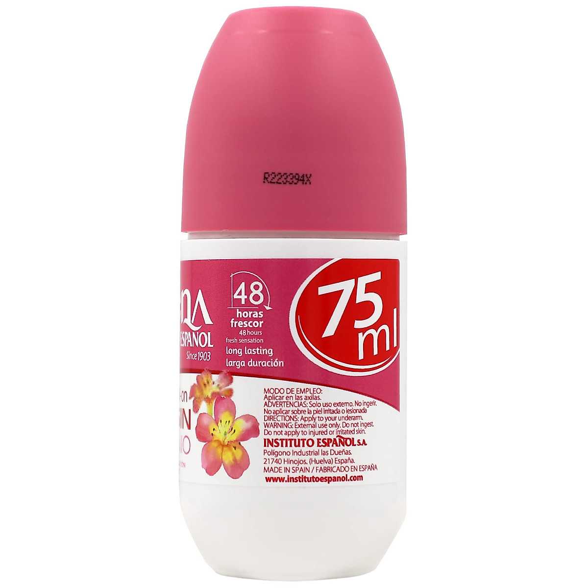 Avena Instituto Español Deodorant Roll-On Suave, Long-Lasting, Non-Alcohol, 2-Pack of 2.50 Oz each, 2 Bottles