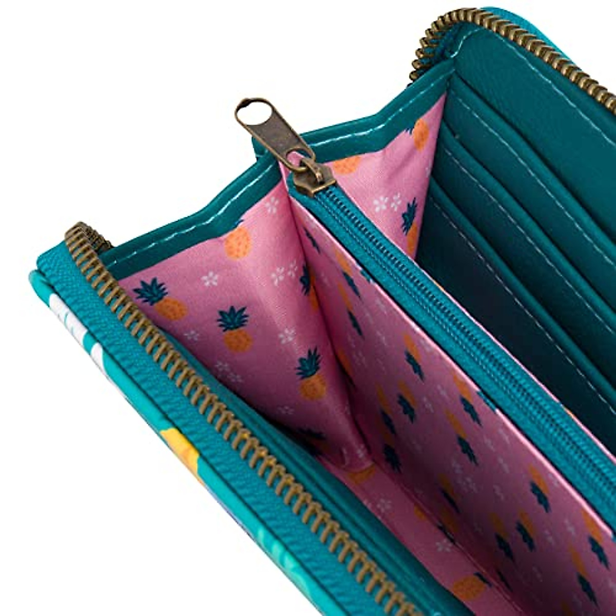 Loungefly Disney Stitch Tropical Print Faux Leather Wallet - Accordion Style & Zip Around