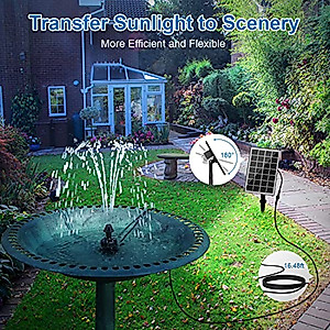GAIZERL Solar Fountain with 2000 Battery - Work On Cloudy Days - 2023 Upgrade 3.5W Glass Panel Solar Powered Bird Bath Water Pump with Stakes, 16.4ft Cable, Colorful LED Lights, 7 Nozzles for Garden