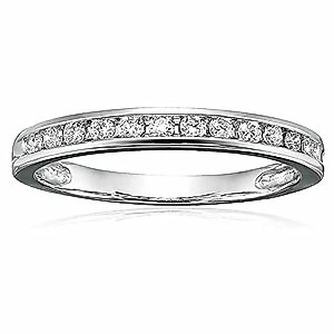 VIR JEWELS 1/4 carat (ctw) Diamond Wedding Anniversary Band for Women, Half Eternity Round Diamond Engagement Ring 14K White Gold Channel Set 0.25 cttw, Size 5.5