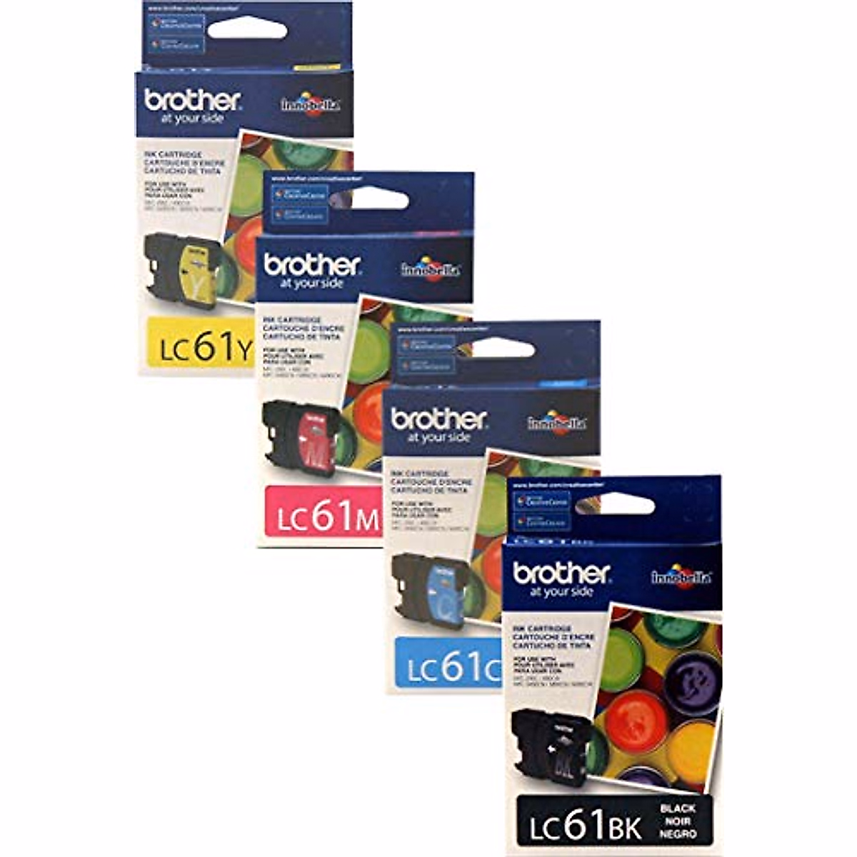 Brother LC61 (LC-61) Color (Bk/C/M/Y) Ink Cartridge 4-Pack