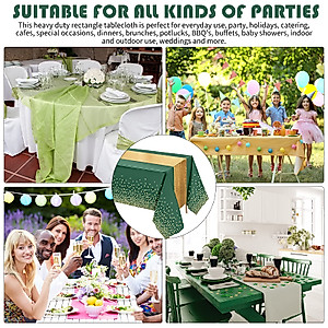 Tudomro Tablecloth and Sequin Table Runner Set 54 x 108 Inch Polka Dots Confetti Table Cover Dining Plastic Table Cloths Glitter Decorations for Birthday Wedding Anniversary Party (Green Gold)