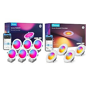 Govee Smart Recessed Lighting 6 Inch,1100 Lumen, 6 Pack Bundle Smart Retrofit Recessed Lighting 6 Inch 1000 Lumens, 4 Pack
