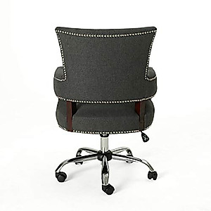 Great Deal Furniture May Traditional Home Office Chair, Dark Gray and Chrome