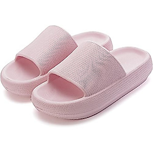 BRONAX Slides for Women Foam Soft Open Toe EVA Home Shower Bathroom Pillow Slippers House Sandals for Ladies Comfy Cushioned Thick Sole 42-43 Pink
