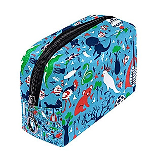 TBOUOBT Cosmetic Travel Bags, Makeup Case, Makeup Bag for Toiletries, Cartoon Animal Octopus Parrot Snake