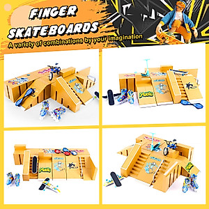 Finger Skateboard Skateparks ramp 8- in-1 kit Sets,Fingerboard Obstacles，Deck Ramps Mini Finger Skateboard Park kit, Finger Skateboards for Kids Birthday Toys etc
