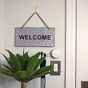 WarmHut 2 Pack Adhesive Hooks, Brass Wall Damage Free Key Hooks for Wall Decorative, Self Adhesive Hooks Wall Hangers Without Nails for Entryway Kitchen Bathrooms Door, White Gold