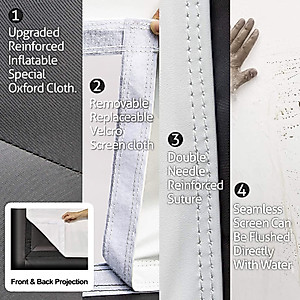 GYUEM 18 feet Inflatable Outdoor Projector Movie Screen - Package with Rope, Blower, Tent Stakes - Portable,Great for Outdoor and Indoor Party Backyard Pool Watch Movies