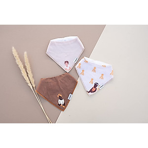 Afrigora Brown Baby Bandana Bibs For Girls 5-Pack 100% Organic Cotton Drooling Teething Newborn 0-6 months Infant 6-18 months Toddler 18-36 month