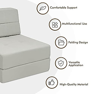 COSTWAY Triple Fold Down Sofa Bed, 3-in-1 Fold Floor Couch Lounge Sleeper with Thick Cushion, Flock Fabric, Convertible Design, Portable Single Guest Bed Mattress for Living Room Bedroom (Grey)