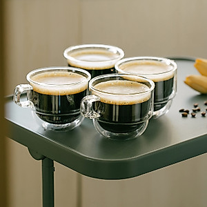 BTaT- Stackable Insulated Coffee Mugs, 4 Pack 16 oz(500 ml), Ideal for Hot and Cold Drinks, Stackable Cappuccino Cups, Double Wall Glass Coffee Cups, Tea Cups, Latte Cups, Beer Glasses, Latte Mug