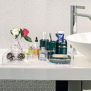 Yestbuy 12x 20 Clear Acrylic Tray, Premium Acrylic Serving Tray, Modern Acrylic Rectangular Trays - Spill Proof, Trays for Coffee Table, Bathroom, Kitchen, Office (12" x 20")…