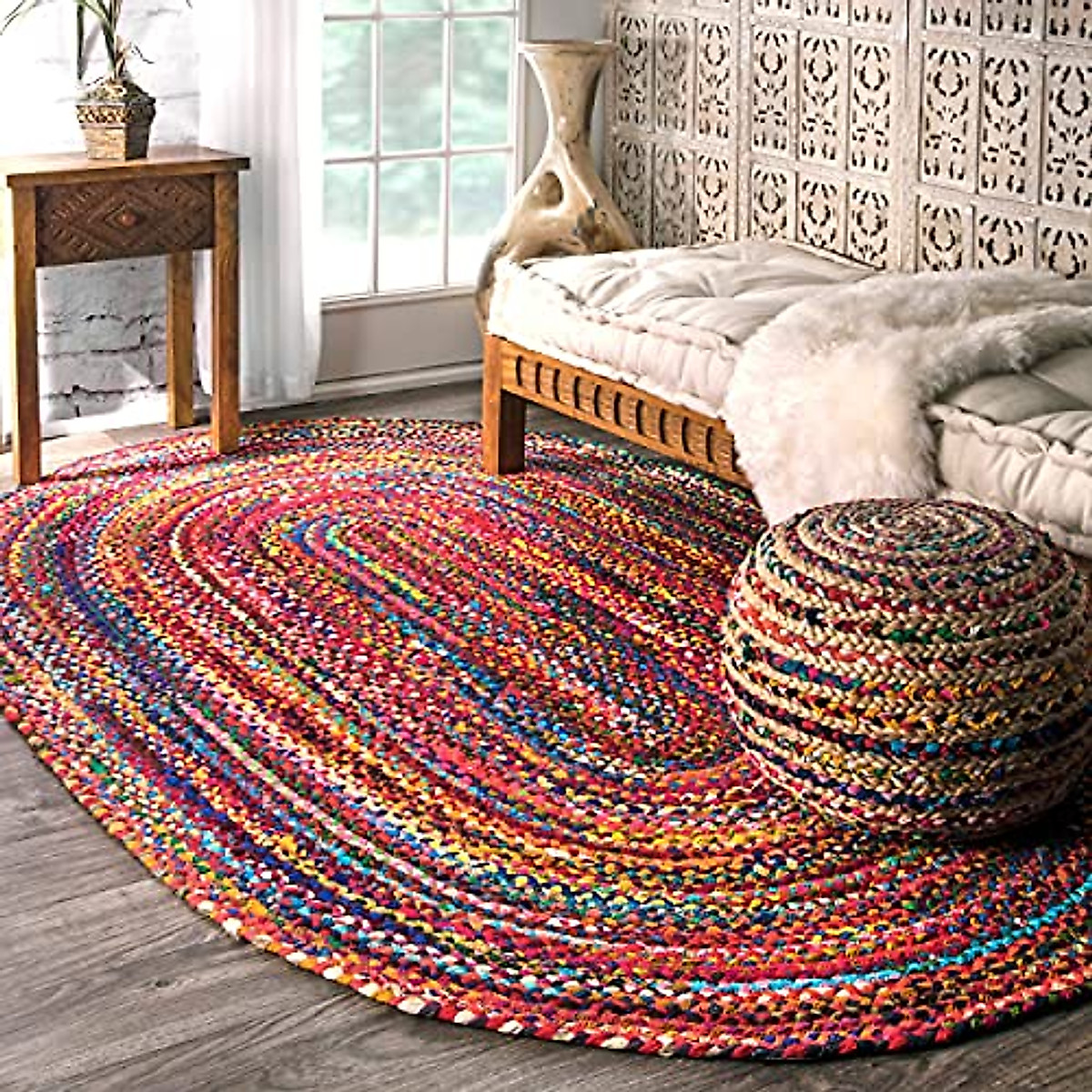NuLOOM Tammara Bohemian Hand Braided Area Rug, 3' x 5' Oval, Multi