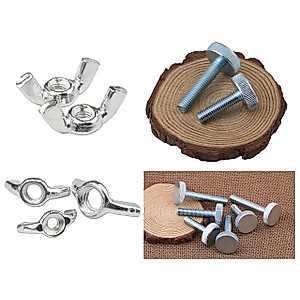 LBY 100pcs Knurled Hand Screw, M3/M4/M5 Knurled Head Fully Threaded Thumb Screws (Single Layer Step) and Wing Nuts 13 Kinds Assortment Kit, Carbon Steel Galvanized