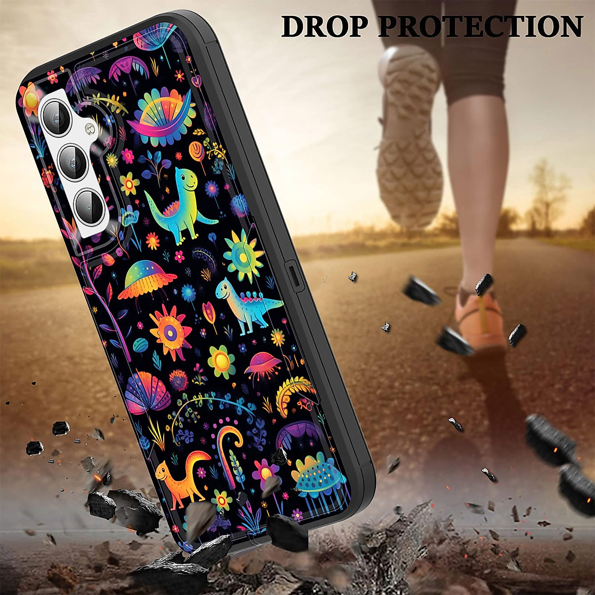 BFUKVOU for Galaxy A54 5G Case,Dual Layer Hybrid (Magnetic Mount Friendly) Shockproof Drop Protection Impact Phone Cover Case for Samsung Galaxy A54 5G 6.4 inch,Cute Joyful Dinosaur