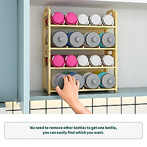 KOK KAY Water Bottle Organizer, Stackable Bamboo Water Bottle Holder, 20 Freestanding Wine Rack Storage - 4-Layer Adjustable Water Bottles Storage Organizer Rack