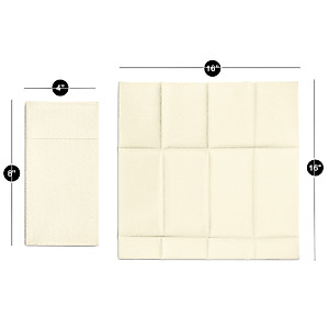 50-Pack Disposable Linen-Feel Dinner Napkins with Built-in Flatware Pocket, CREAM Prefolded Cloth Like Paper Napkins For Dinner, Wedding Or Party [Silverware NOT Included]