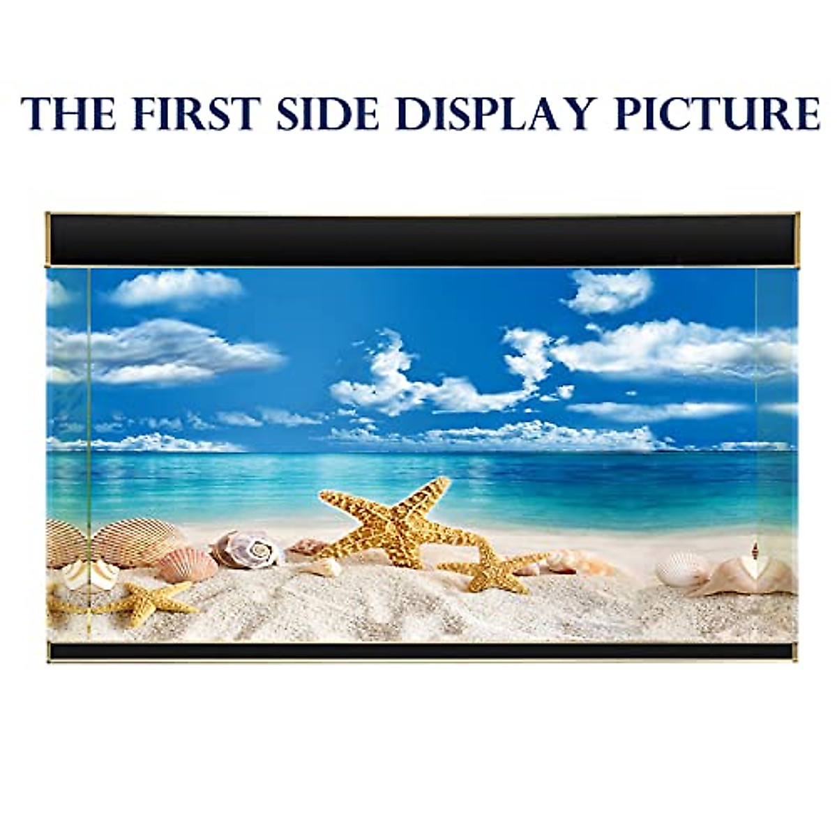 ELEBOX Fish Aquarium Background Starfish Blue Sky Beach Shell Seaweed Fish Tank Poster Background 19" x 48"