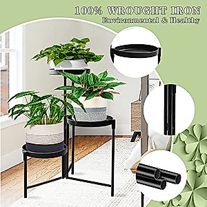 XrFc Plant Stand Indoor Outdoor 3 Tier Tall Metal Potted Multiple Flower Pot Holder Shelf Rustproof Iron Round Supports Planter Plant Rack for Corner Garden Balcony Patio