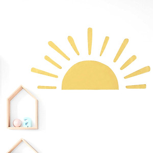 Large Half Sun Wall Decal - Children's Baby Boys Girls Nursery Decor, Kids Room Wall Art, Removable Sunburst Wall Stickers (Sun Wall Decor)
