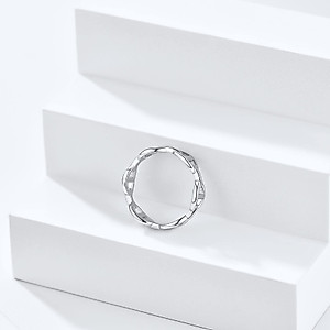 Silver Chain Rings for Women Plain Silver Mariner Link Chain Rings Size 7 for Women Stacked