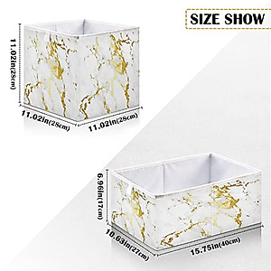 ALAZA Collapsible Storage Cubes Organizer,Gold Marble Design Storage Containers Closet Shelf Organizer with Handles for Home Office