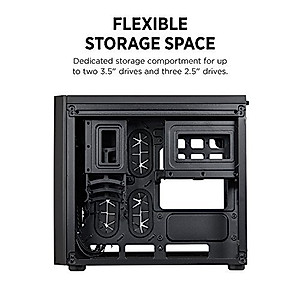 CORSAIR CRYSTAL 280X RGB Micro-ATX Case, 2 RGB Fans, Lighting Node PRO included, Tempered Glass - Black (CC-9011135-WW)