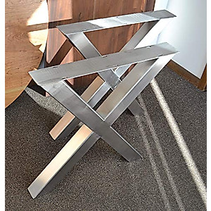 Brushed Stainless Table Legs, X-Frame Style - Any Size