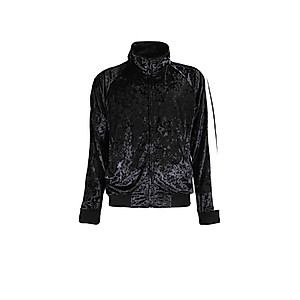 G-Style USA Men's Velvet Velour Tracksuit Set - Zipper Jacket and Sweatpants ST851 - Black - Large