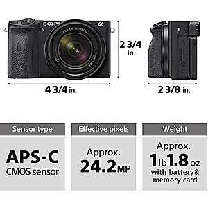 Sony Alpha a6600 Mirrorless Digital Camera 24.2MP 4K with 18-135mm Lens + 32GB Memory Card, Sturdy Equipment Carrying Case, Spider Tripod, Software Kit and More